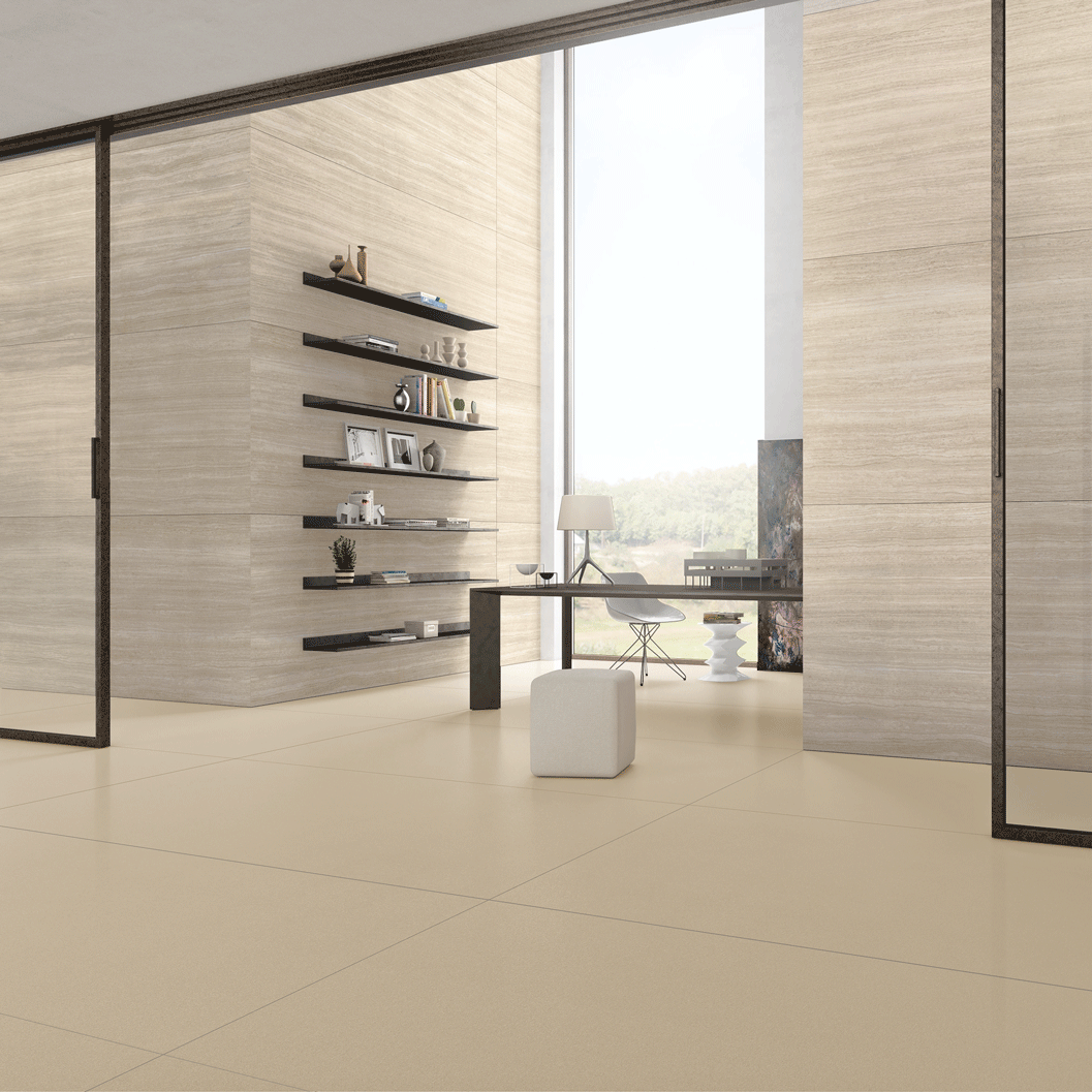 Homogenous Tile Titanium Travertino Cream Naturale 100x100